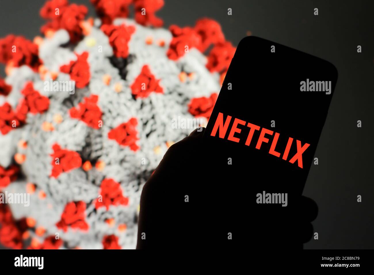 In this photo illustration a Netflix logo seen displayed on a ...