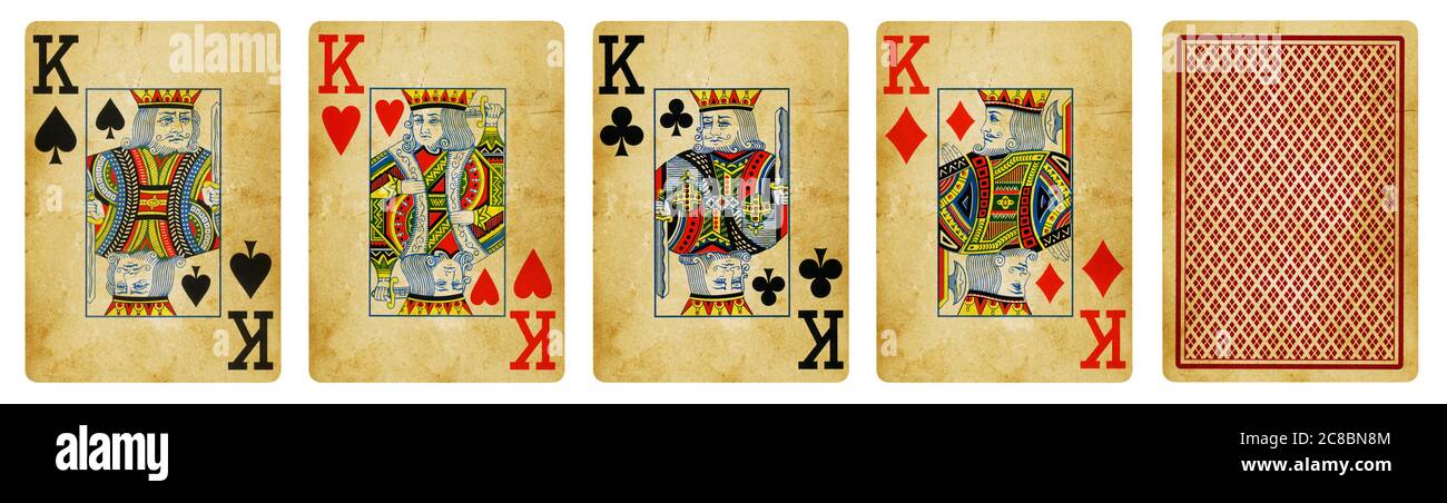 Four Kings Vintage Playing Cards - isolated Stock Photo - Alamy