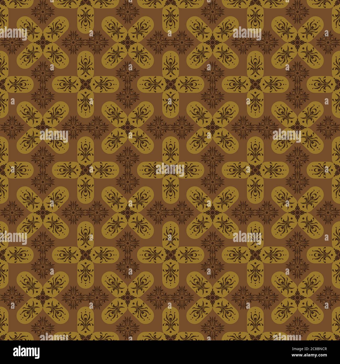 Modern flower motifs on Bantul batik design with dark brown color Stock ...
