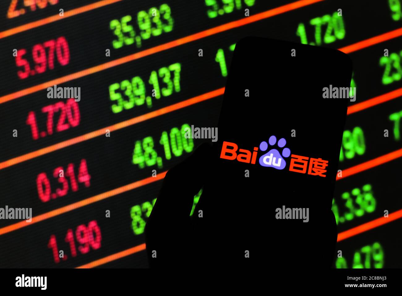 In this photo illustration a Baidu web search engine logo seen ...