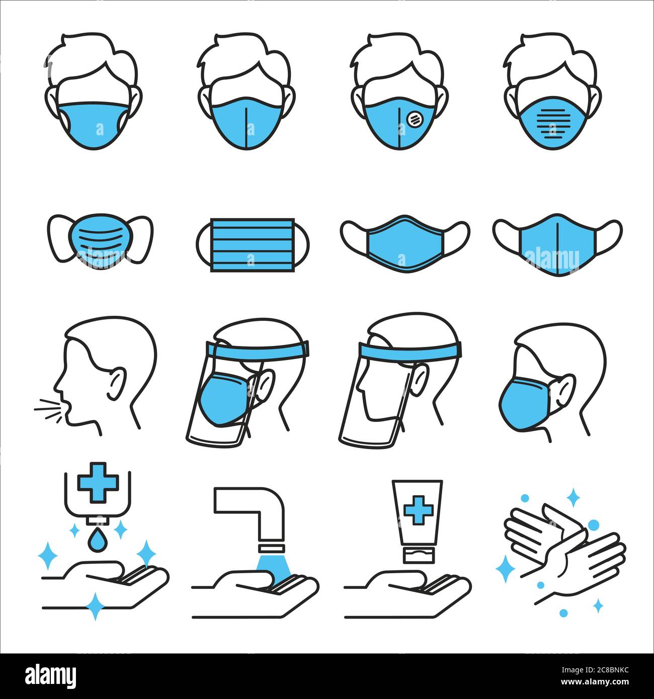 Types of medical masks and levels of covid19 protection Stock Vector ...