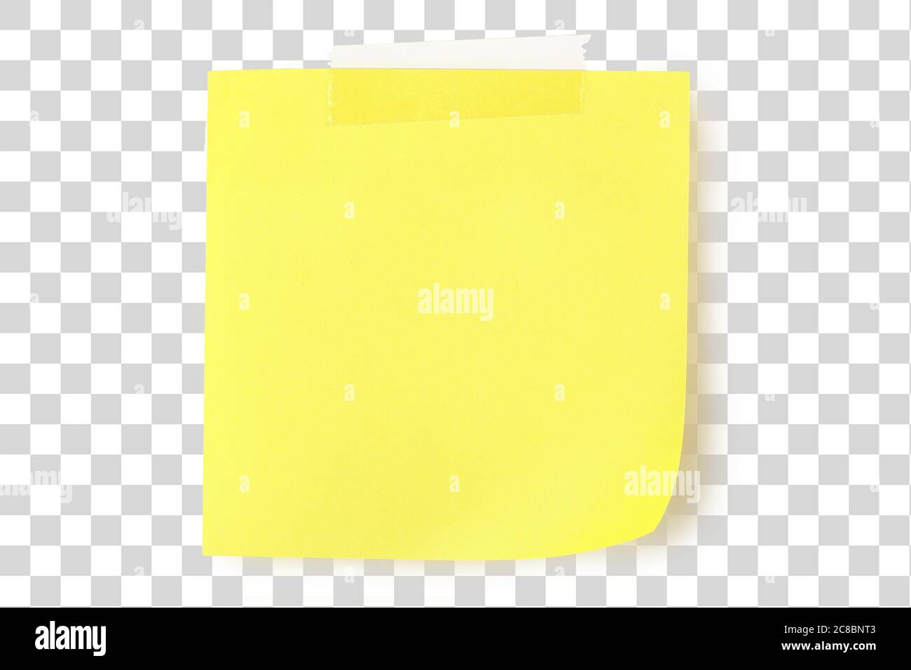 blank yellow note with adhesive tape isolated on transparent background ...