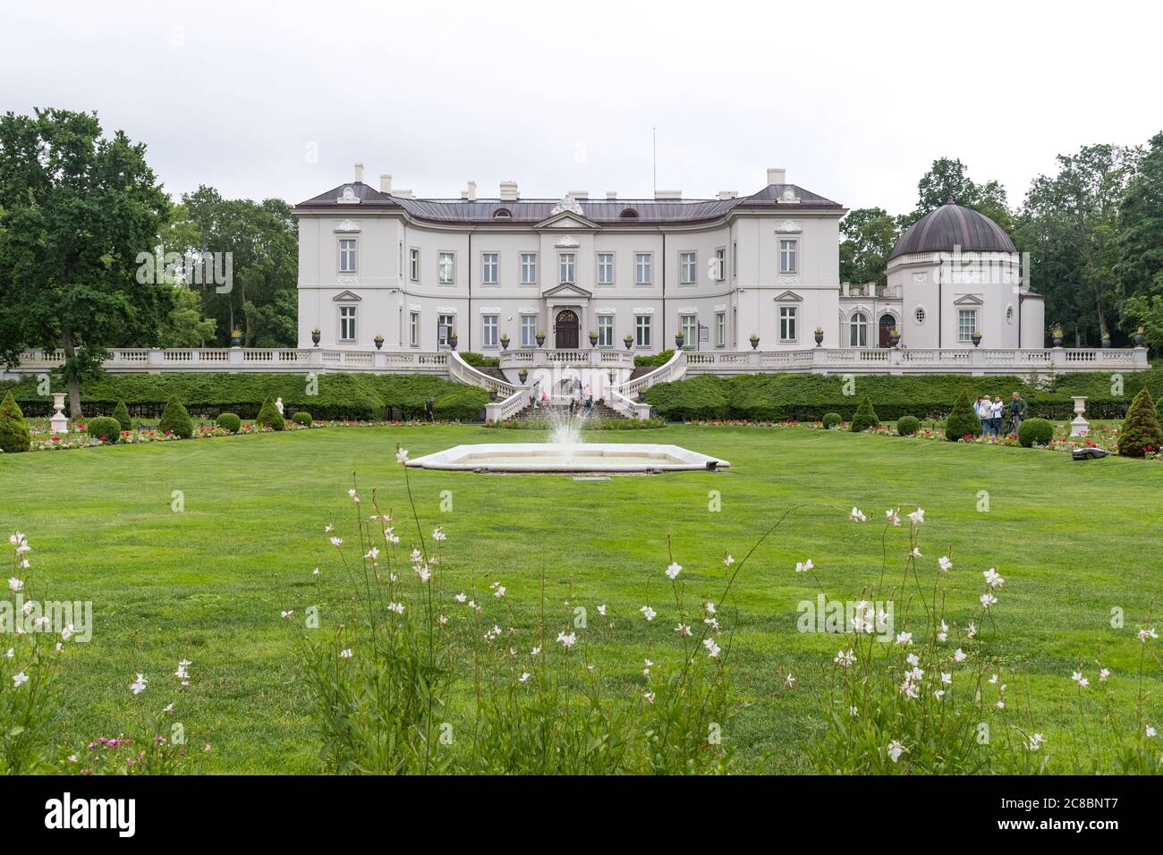 Amber museum in Palanga, Lithuania, view from the garden with flowers ...