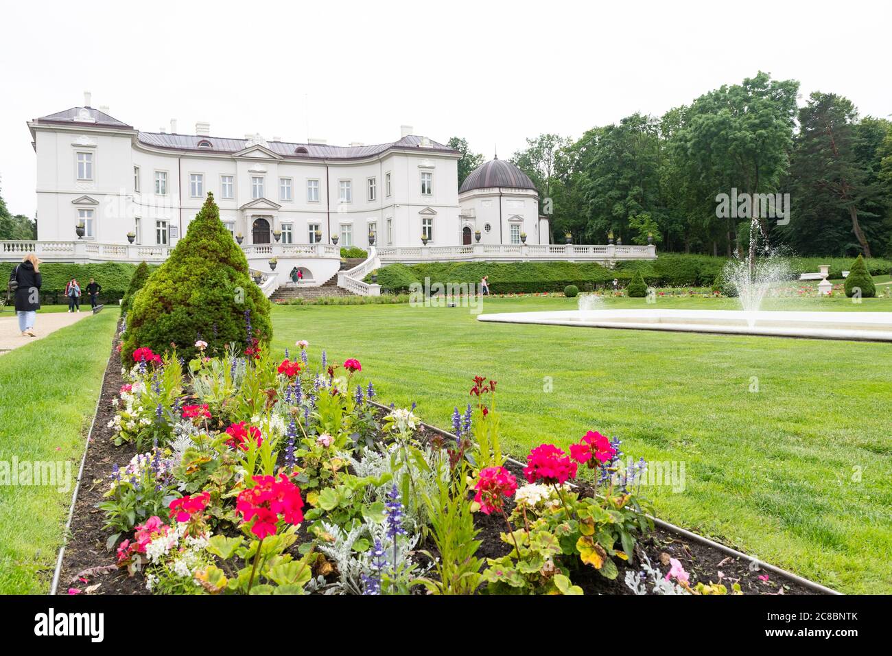 Amber museum in Palanga, Lithuania, view from the garden with flowers ...