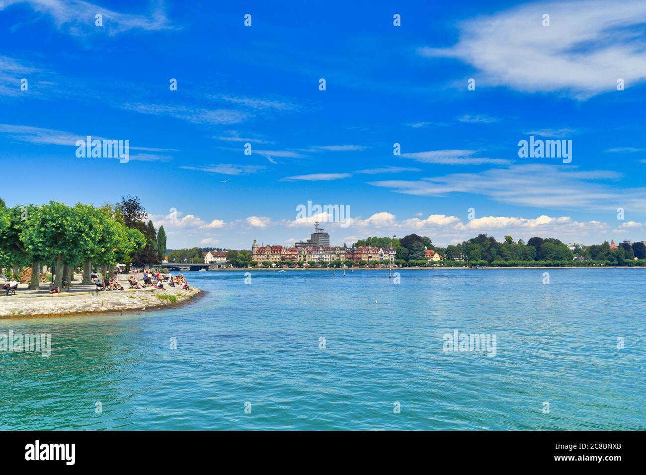 Konstanz, Germany - July 2020: View from harbor on old historic ...