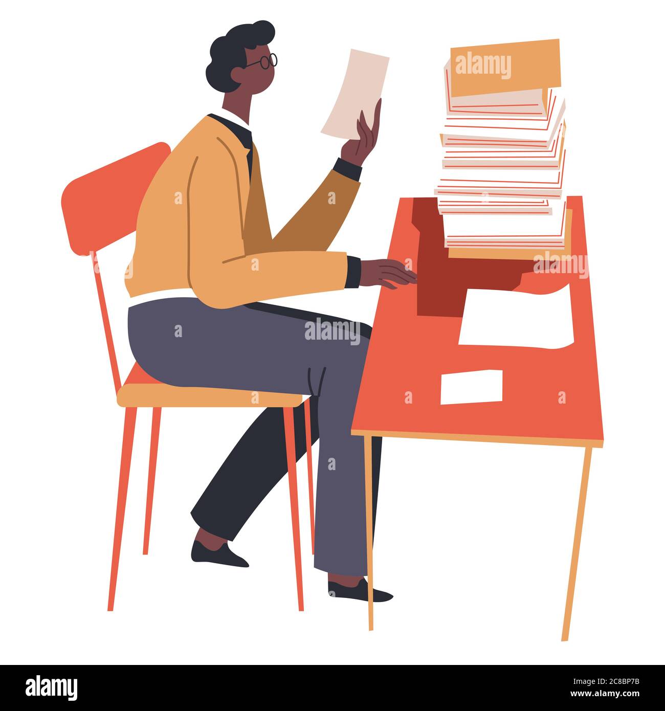 Desk Cartoon Image Of Full Of Papers