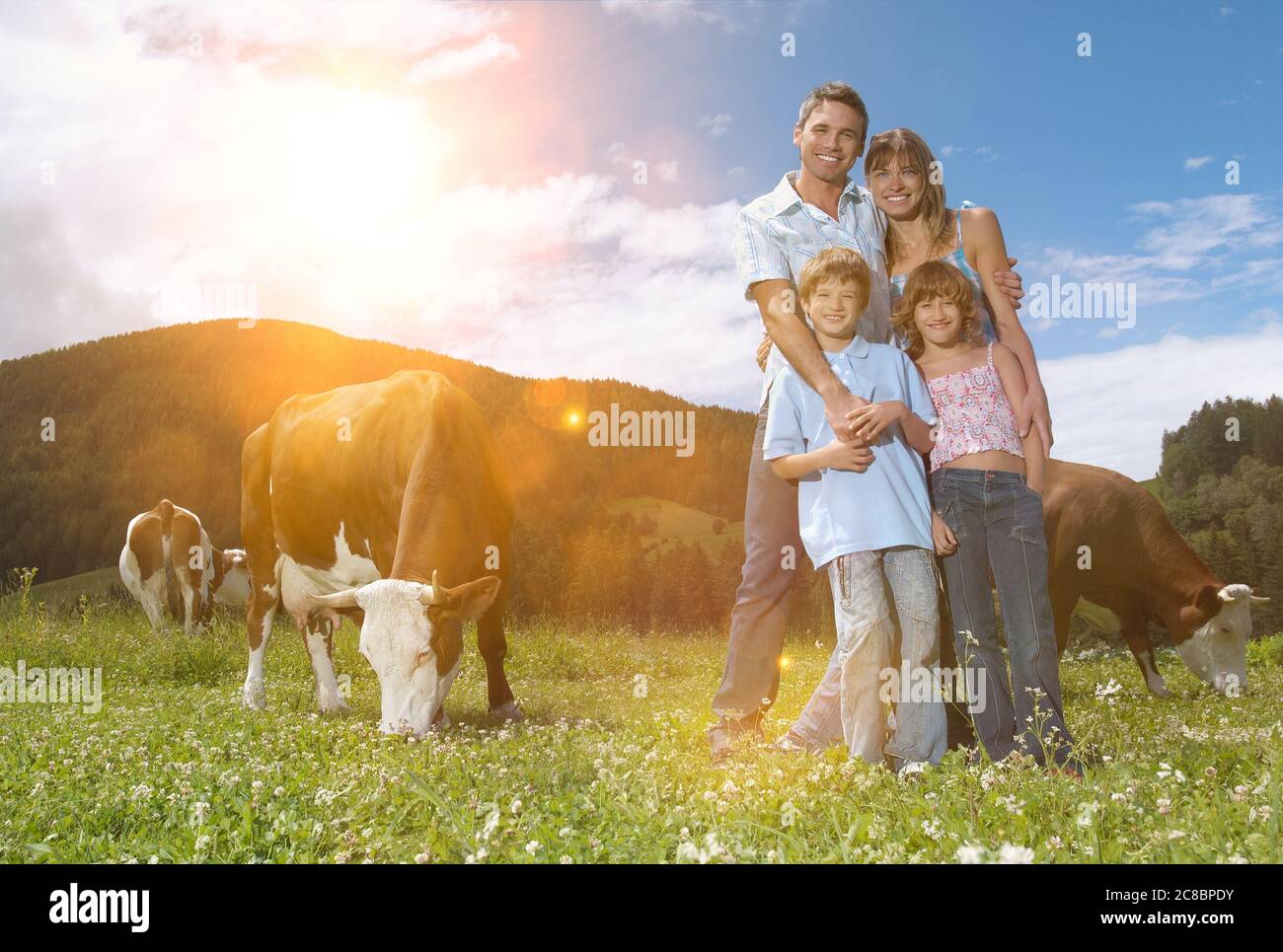 Farming family in countryside Stock Photo - Alamy
