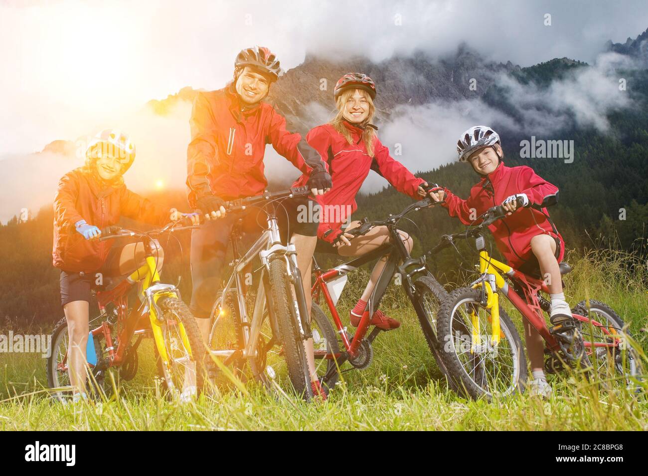 Mum and son cycling hi-res stock photography and images - Alamy