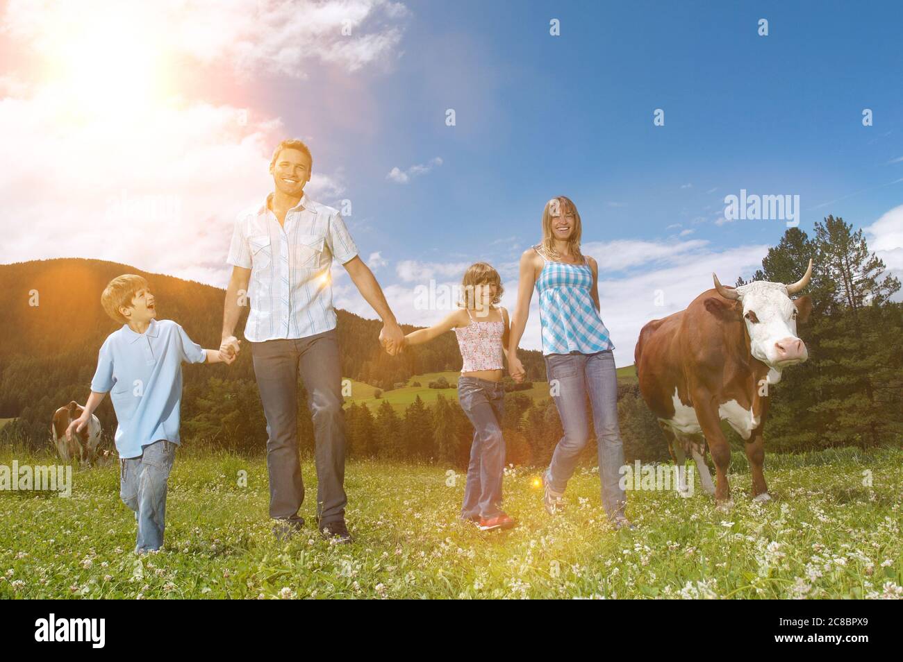 Farming family in countryside Stock Photo - Alamy