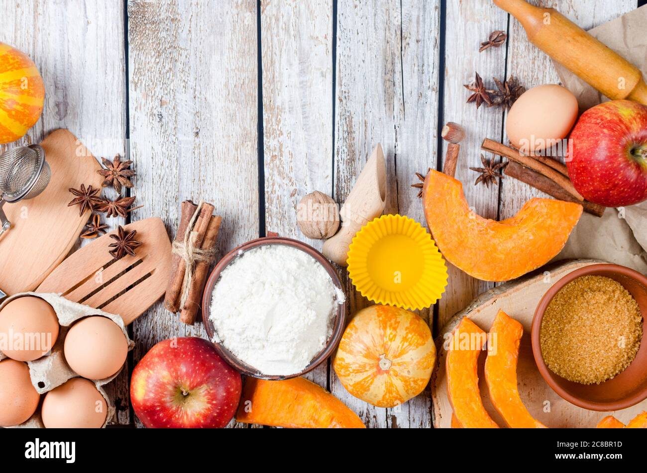 Autumn baking concept with ingredient Stock Photo - Alamy
