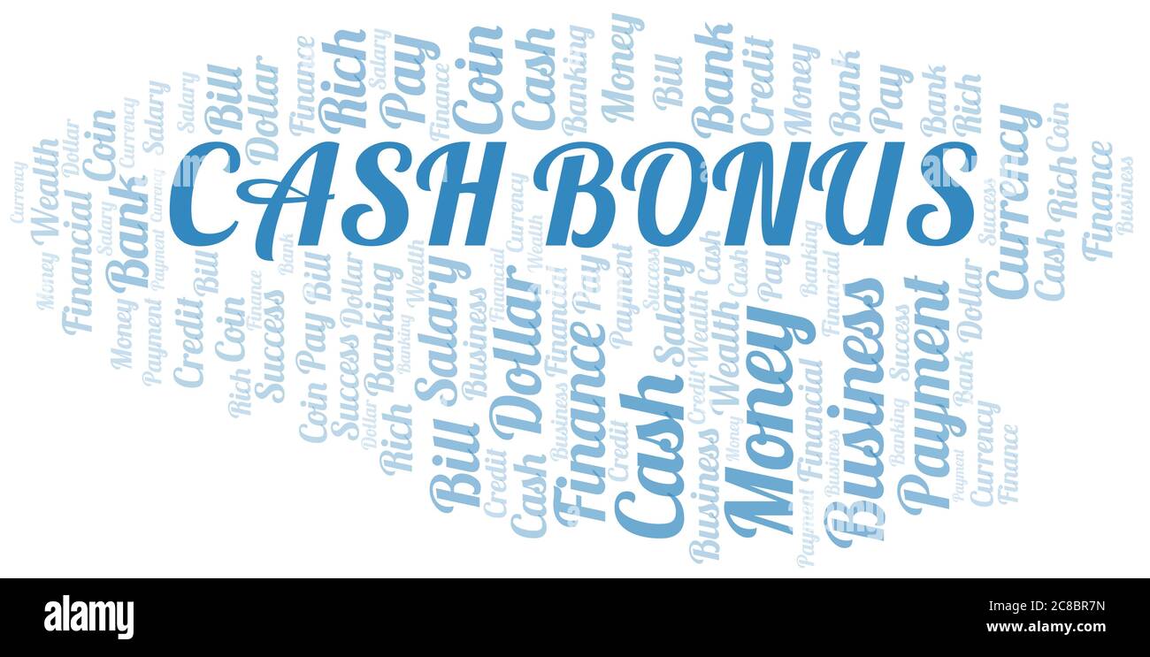 Cash Bonus typography vector word cloud. Wordcloud collage made with ...