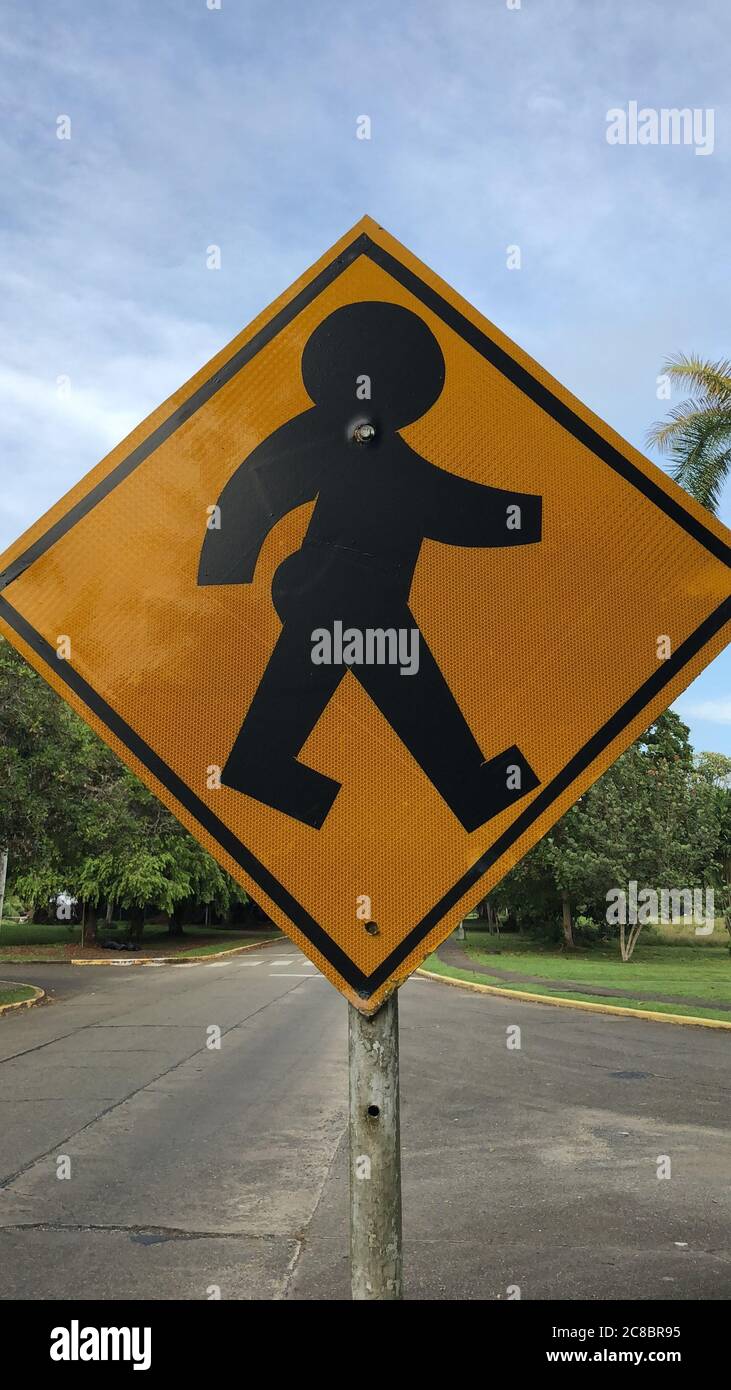 A pedestrian crossing road sign Stock Photo - Alamy