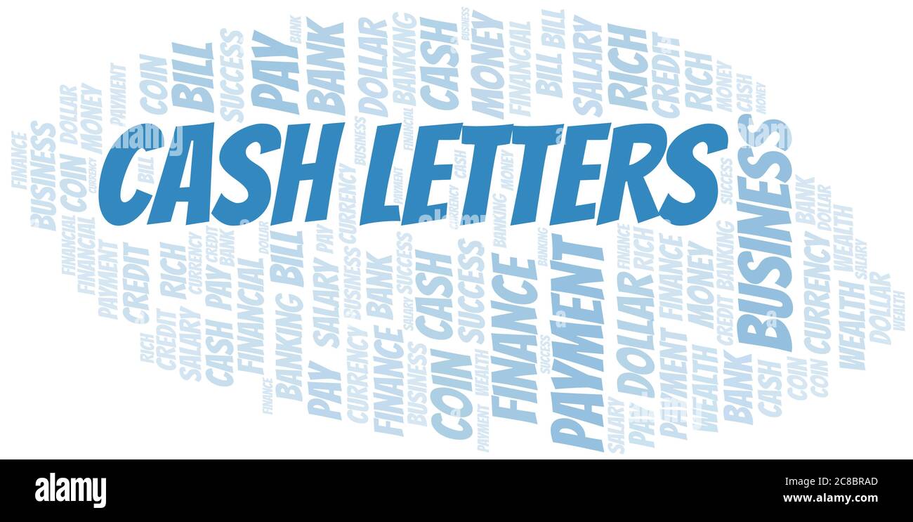 Cash Letters typography vector word cloud. Wordcloud collage made with ...