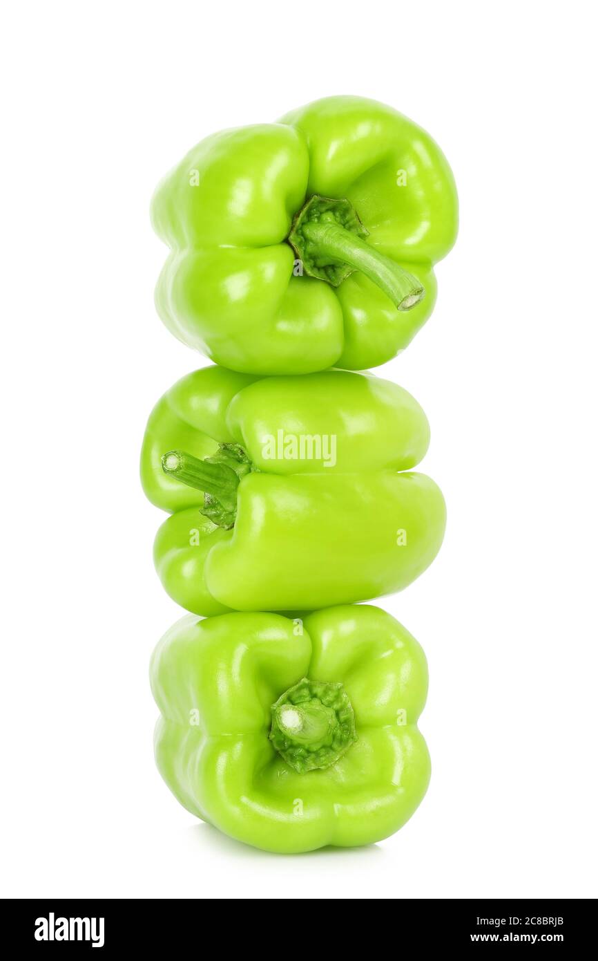 three bell peppers isolated on white Stock Photo - Alamy