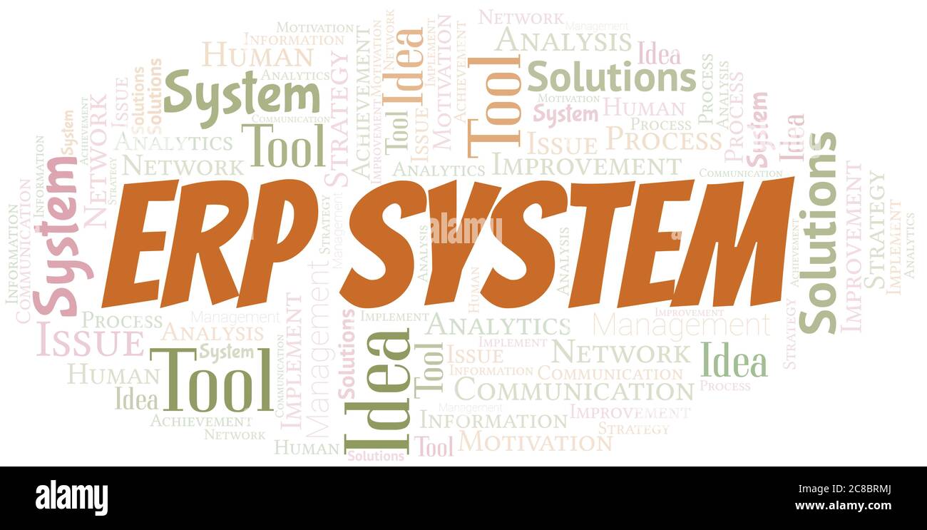 Erp System typography vector word cloud. Wordcloud collage made with ...