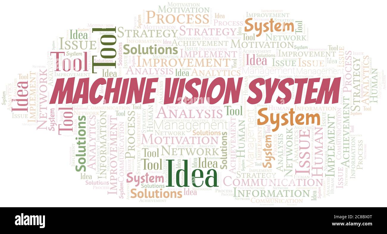 Machine Vision System typography vector word cloud. Wordcloud collage ...