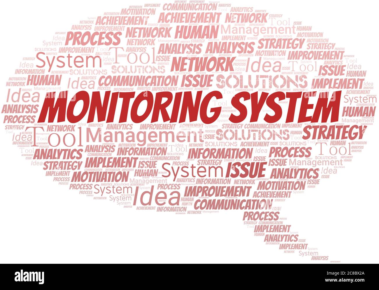 Monitoring System typography vector word cloud. Wordcloud collage made ...