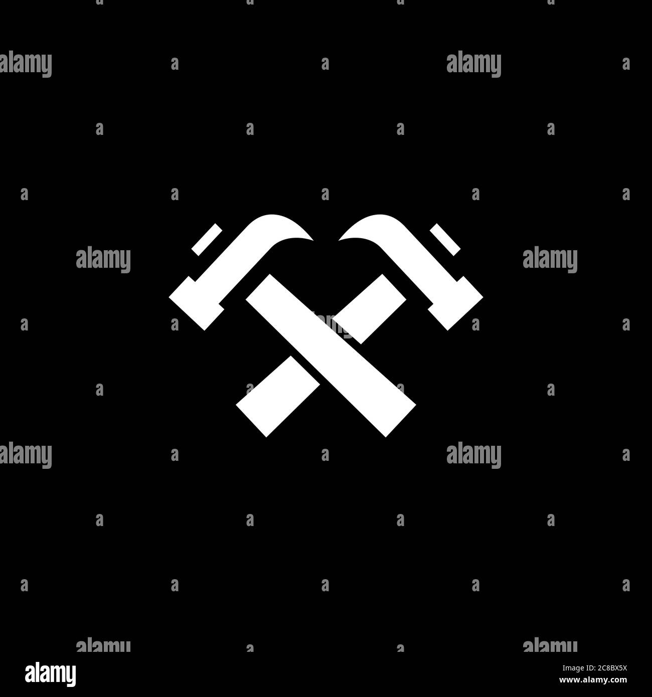 Hammer Crossed Icon On Black Background. Black Flat Style Vector ...