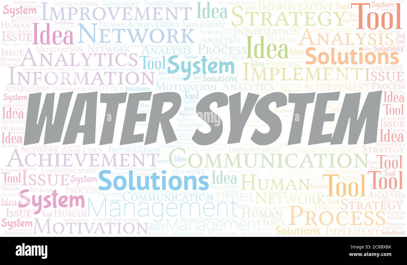 Water System typography vector word cloud. Wordcloud collage made with ...