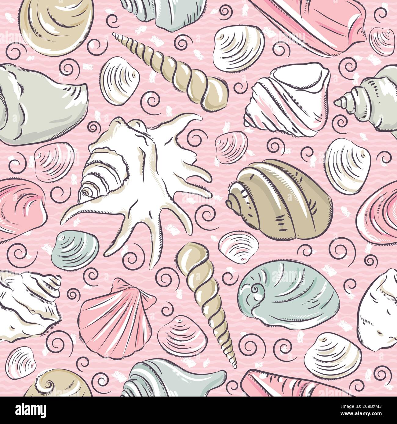 Hand painted shells Stock Vector Images - Alamy