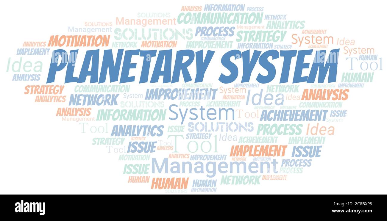 Planetary System typography vector word cloud. Wordcloud collage made ...