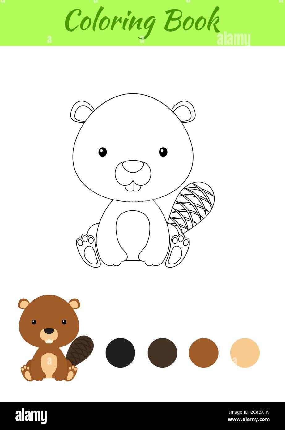 Coloring page little sitting baby beaver. Coloring book for kids ...