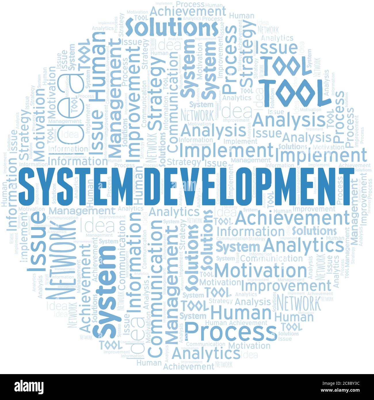 System Development typography vector word cloud. Wordcloud collage made ...