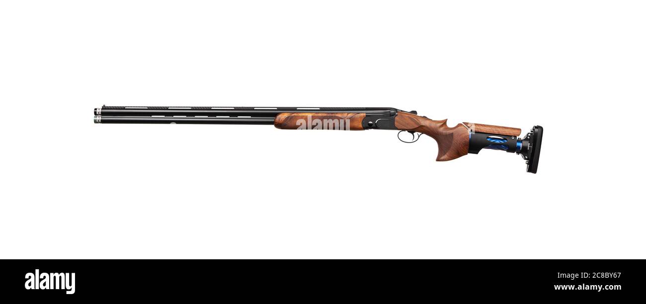 An ultra modern sporting double-barreled shotgun for trap shooting ...
