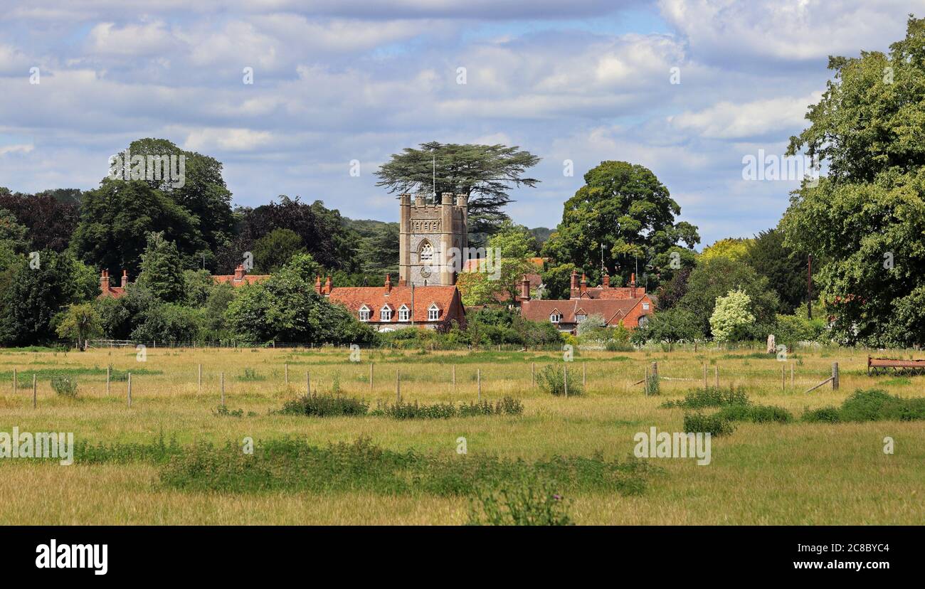English Landscape with the Village of Hambleden in the Chiltern Hills ...