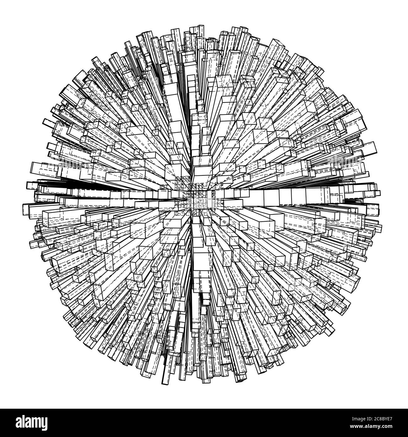 Abstract 3d Sphere with City, Blueprint Style Stock Photo - Alamy