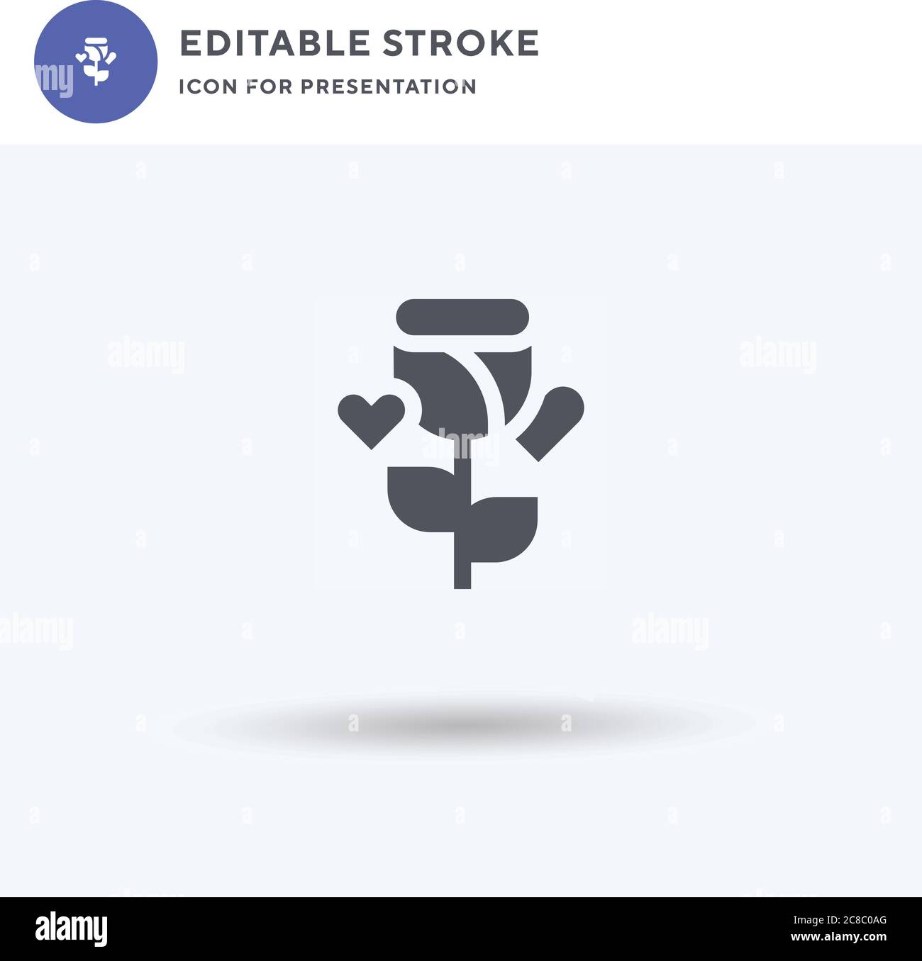 Rose icon vector, filled flat sign, solid pictogram isolated on white ...