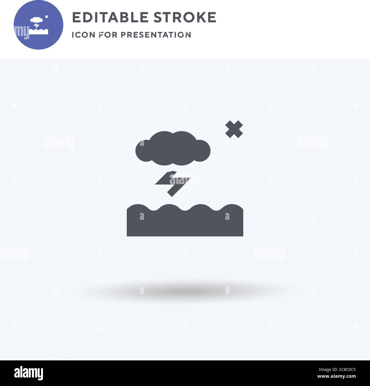 Storm icon vector, filled flat sign, solid pictogram isolated on white ...