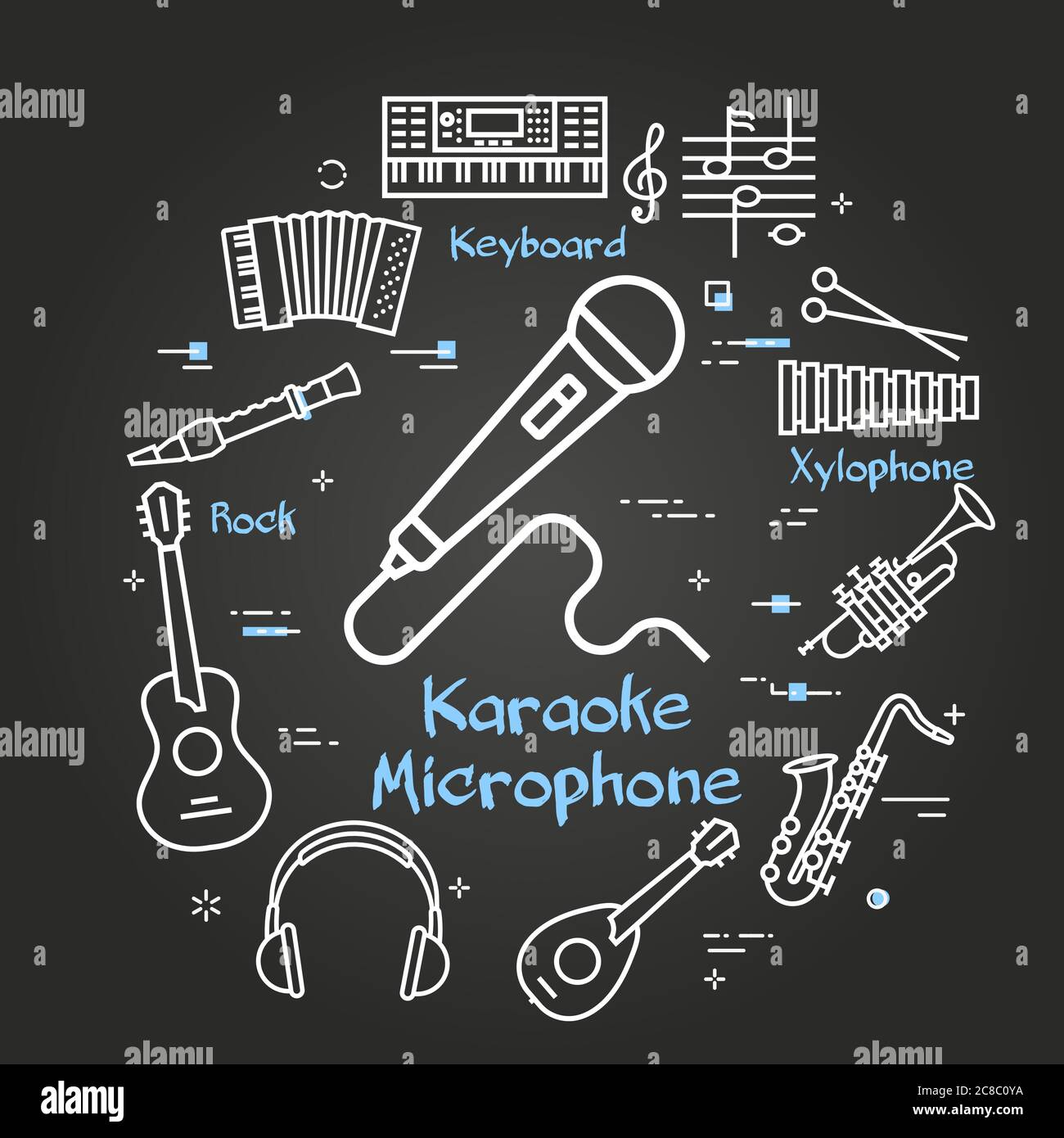 Vector black linear banner for music - Karaoke Microphone Stock Vector ...