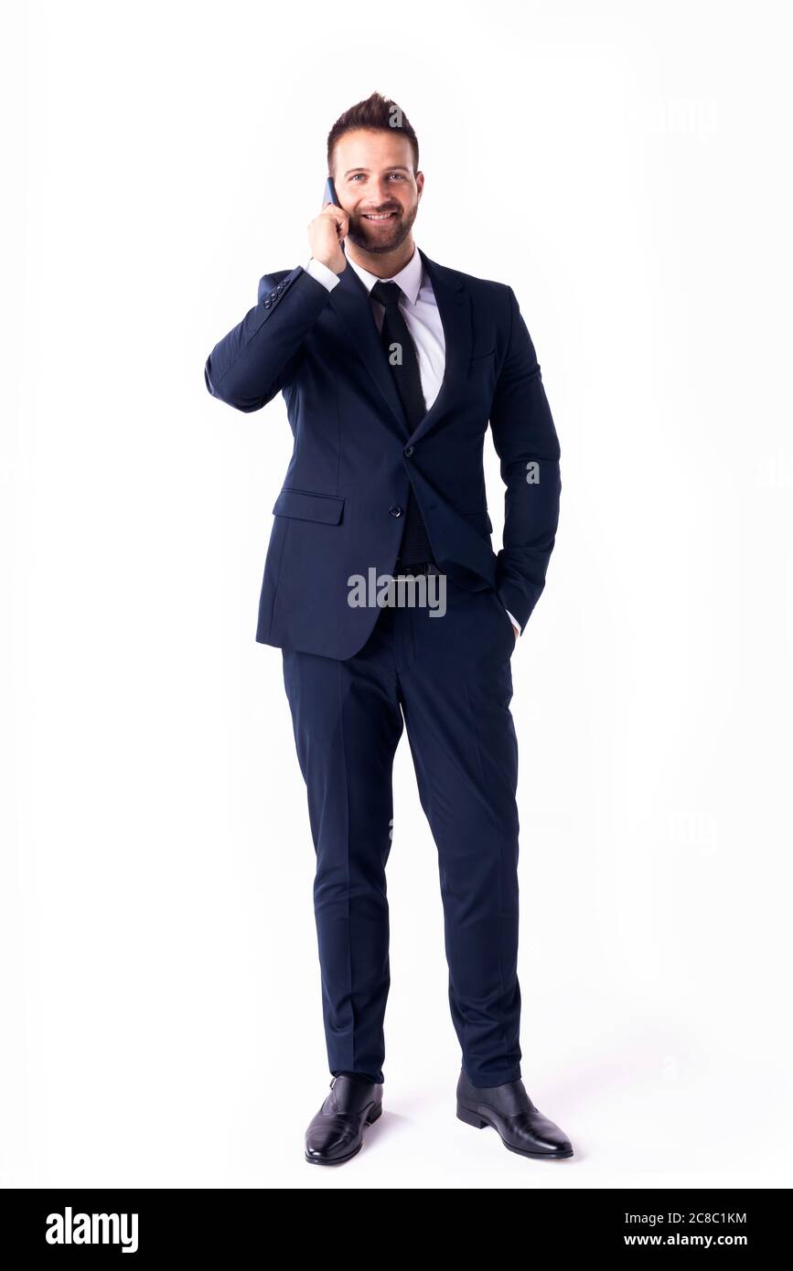Man standing using phone Cut Out Stock Images & Pictures - Alamy