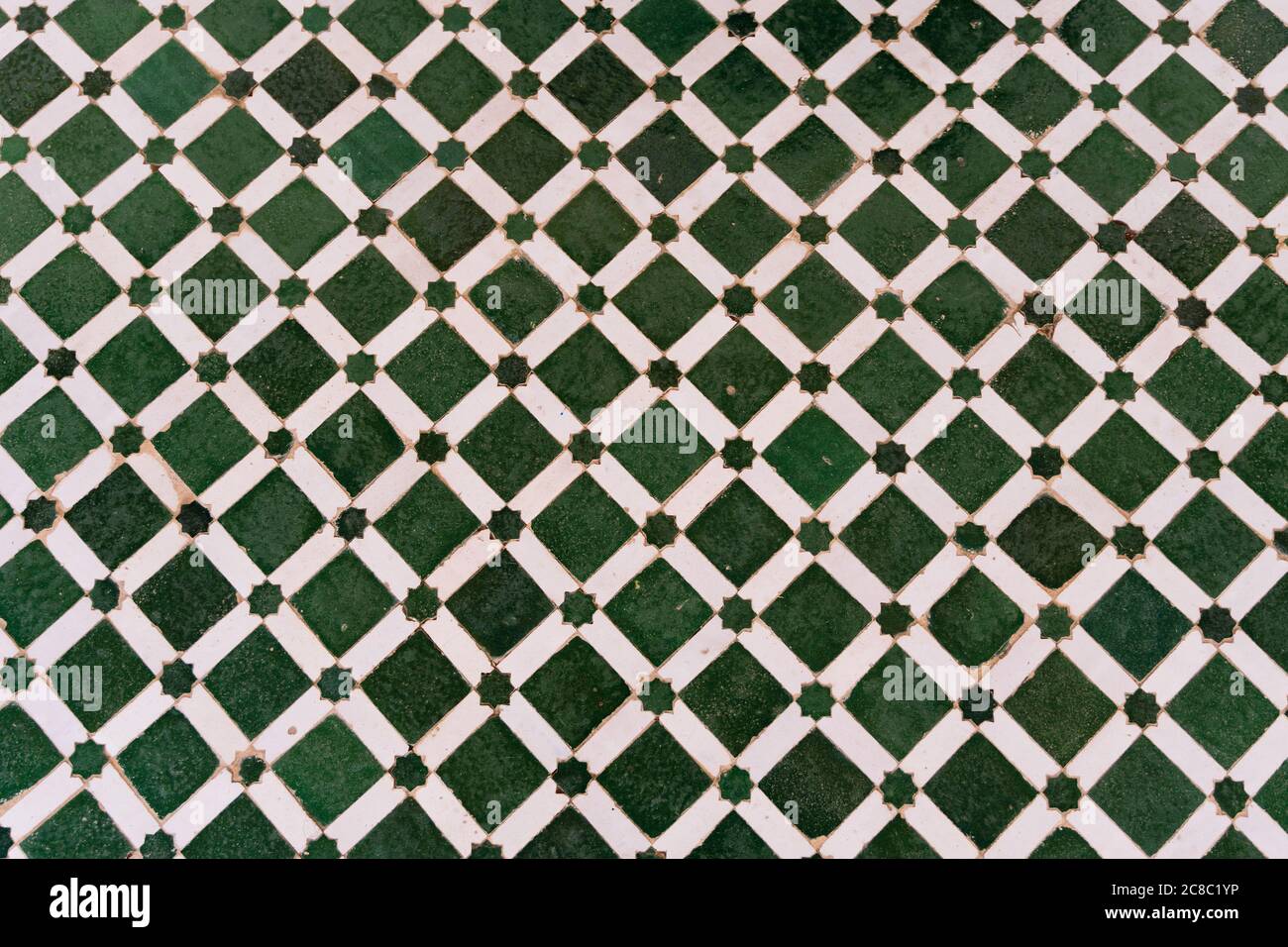 Vintage pattern of an arabian mosaic with different shape tiles. Travel ...