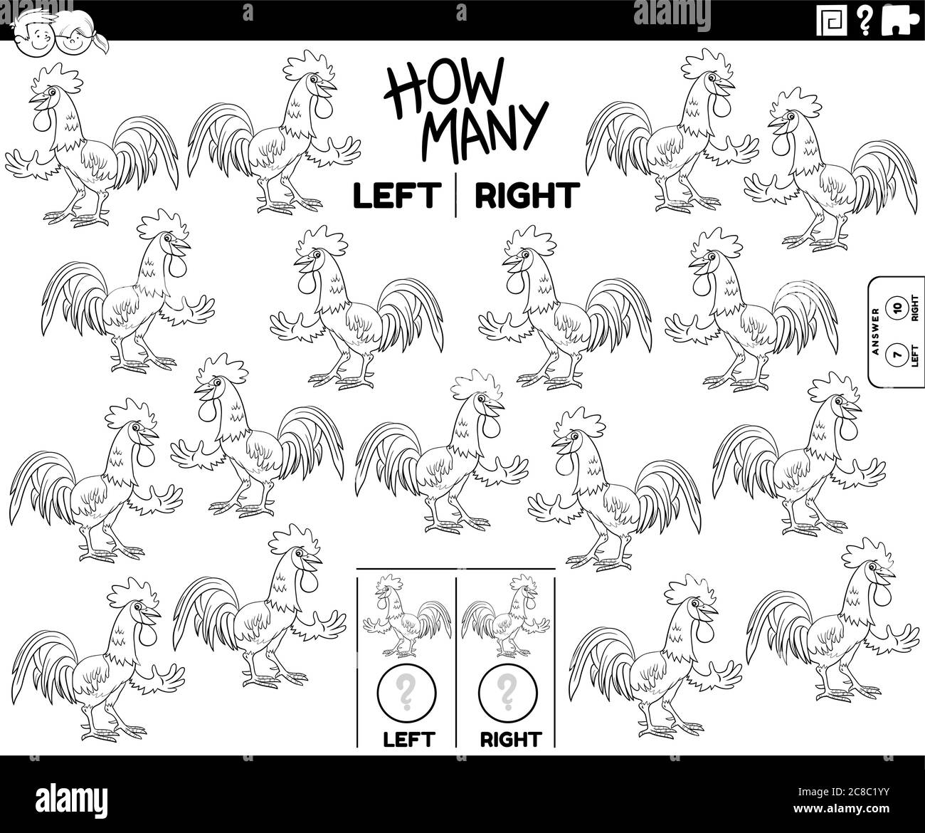 Black and White Cartoon Illustration of Educational Task of Counting ...