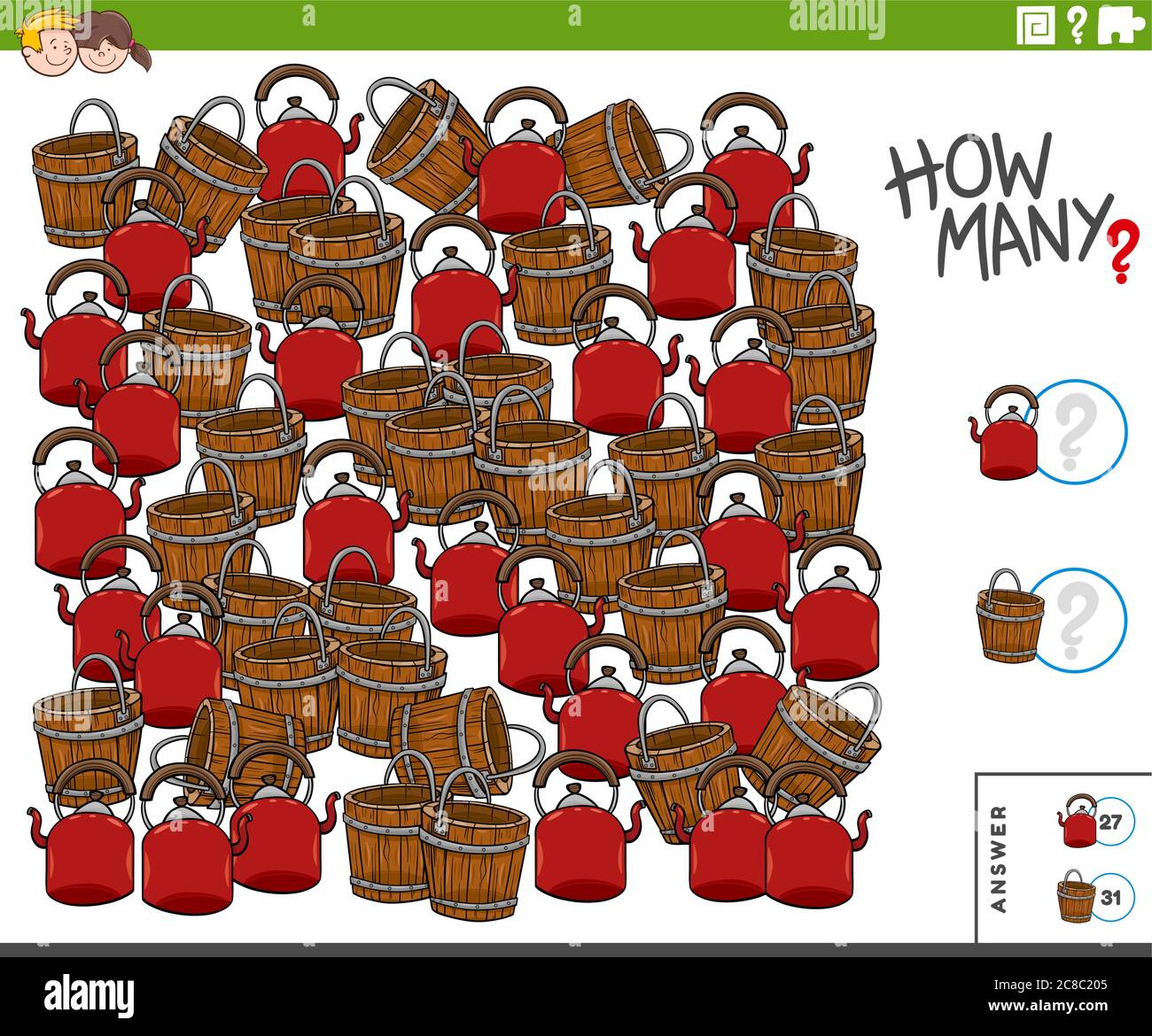 Illustration of Educational Counting Game for Children with Kettel and ...