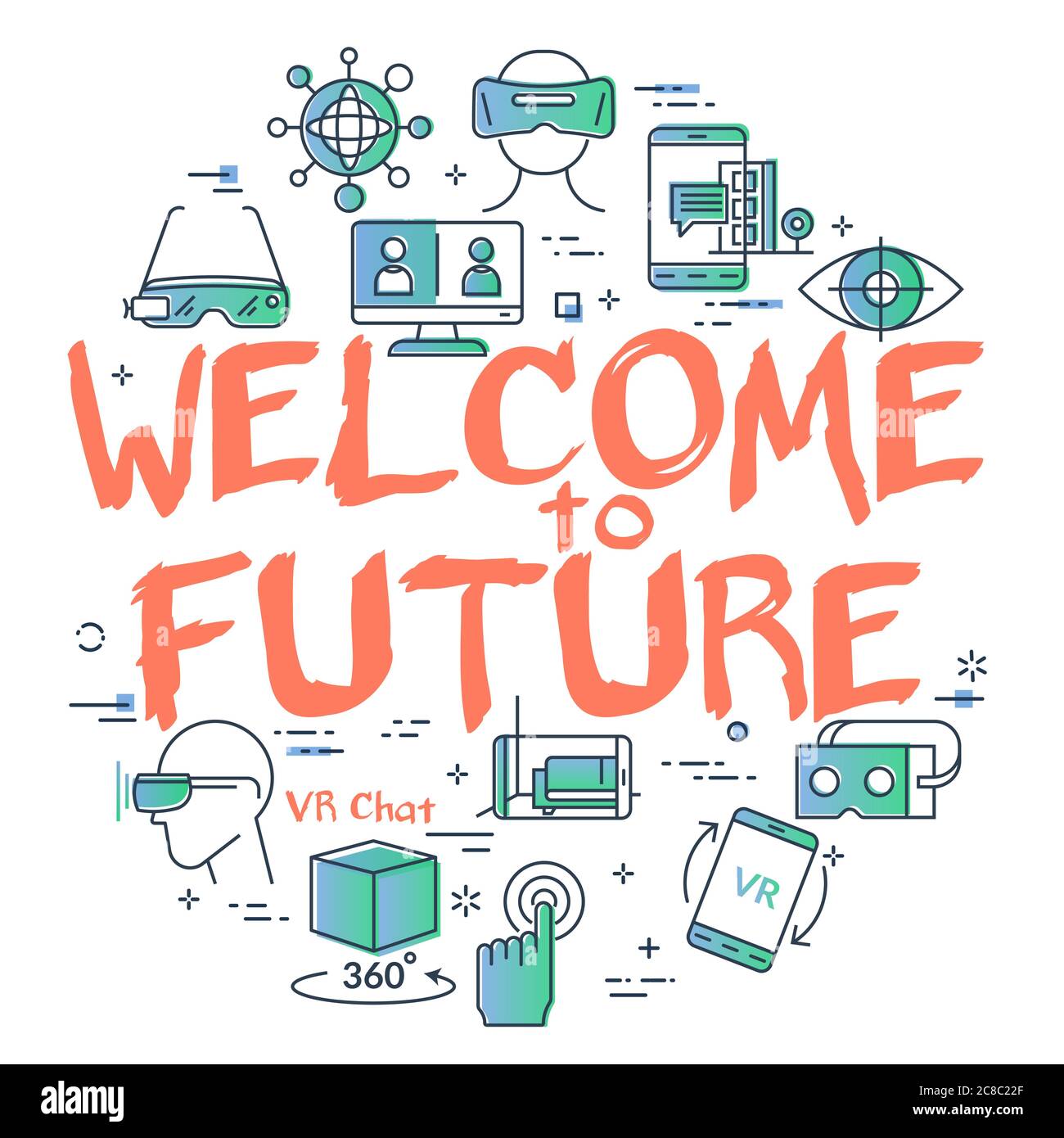 Vector virtual reality concept with Welcome to Future text Stock Vector ...