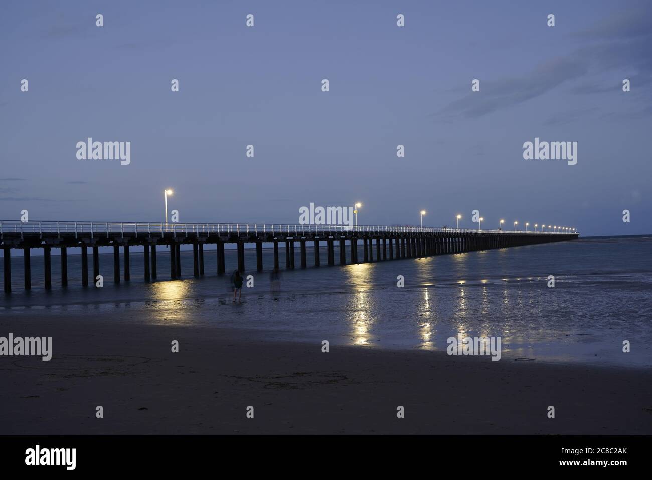 Urangan Pier at night, Hervey Bay, Queensland, Australia Stock Photo ...
