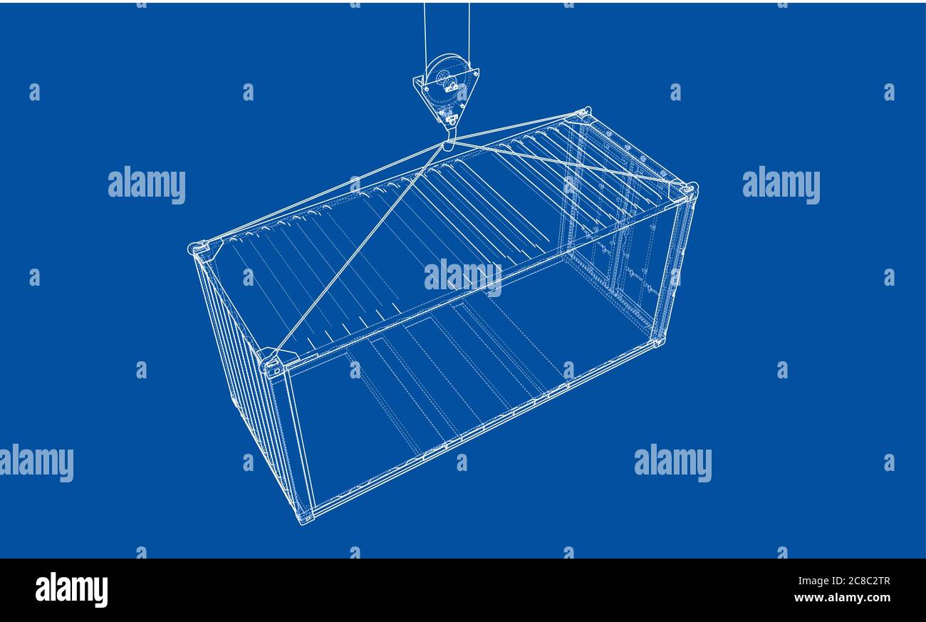 Cargo container. Wire-frame style Stock Photo - Alamy