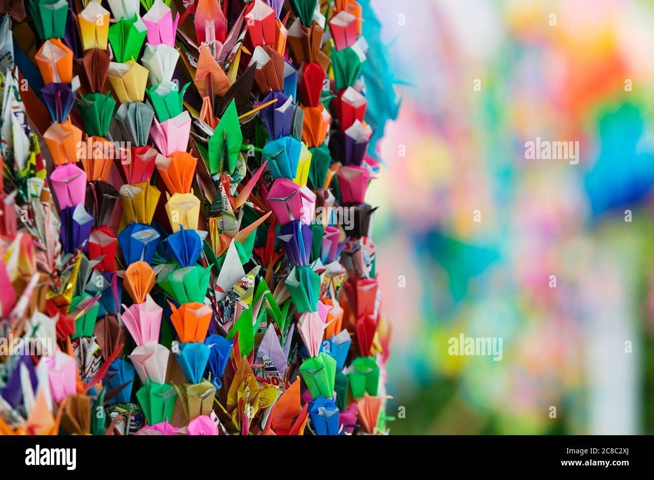 Japan Hiroshima Peace Memorial Park colorful paper cranes Stock Photo ...
