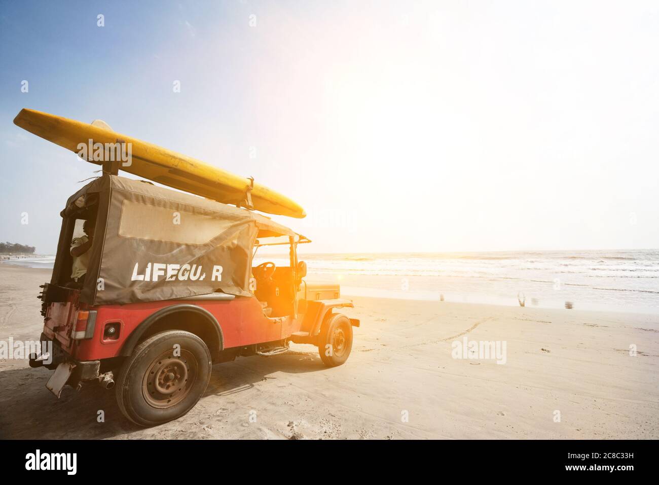Lifeguard vehicle at Anjuna Beach, Goa, India Stock Photo - Alamy