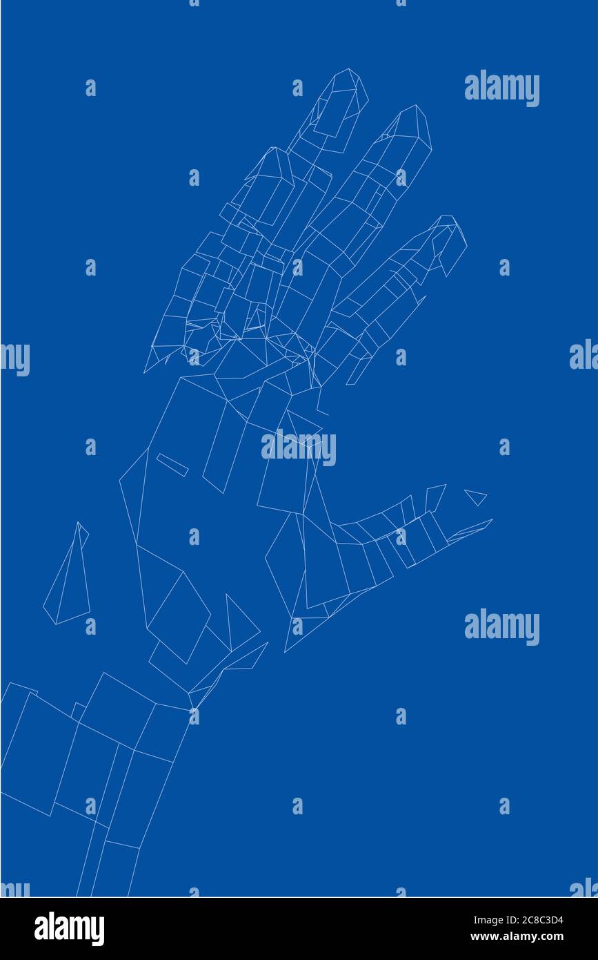 Outline human hand. Wire-frame style Stock Photo - Alamy