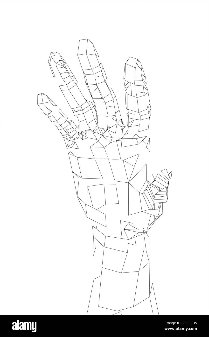 Outline human hand. Wire-frame style Stock Photo - Alamy