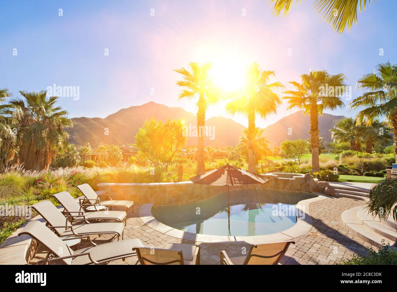 Pool area in luxurious house Stock Photo - Alamy