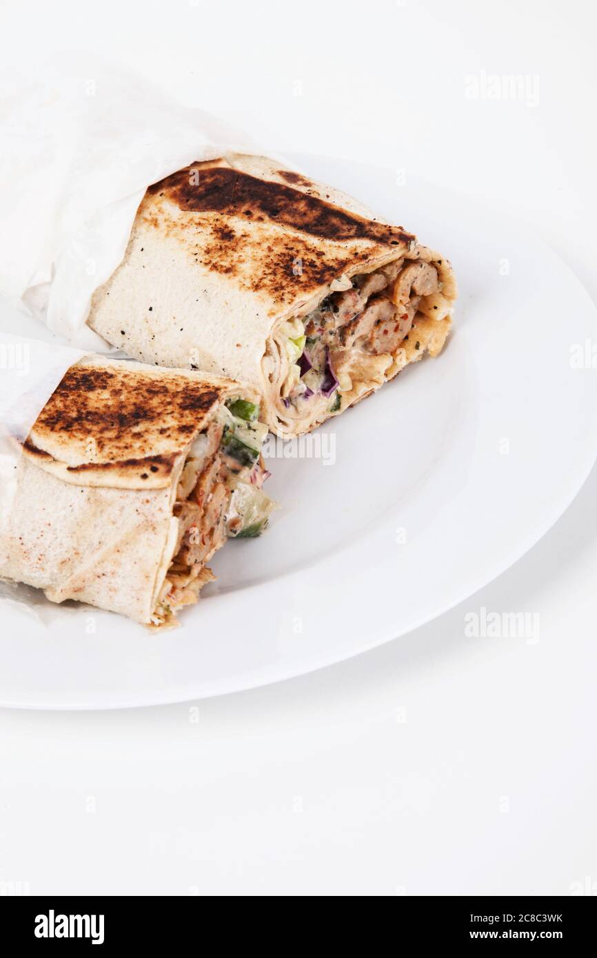Chicken wrap on plate hi-res stock photography and images - Alamy