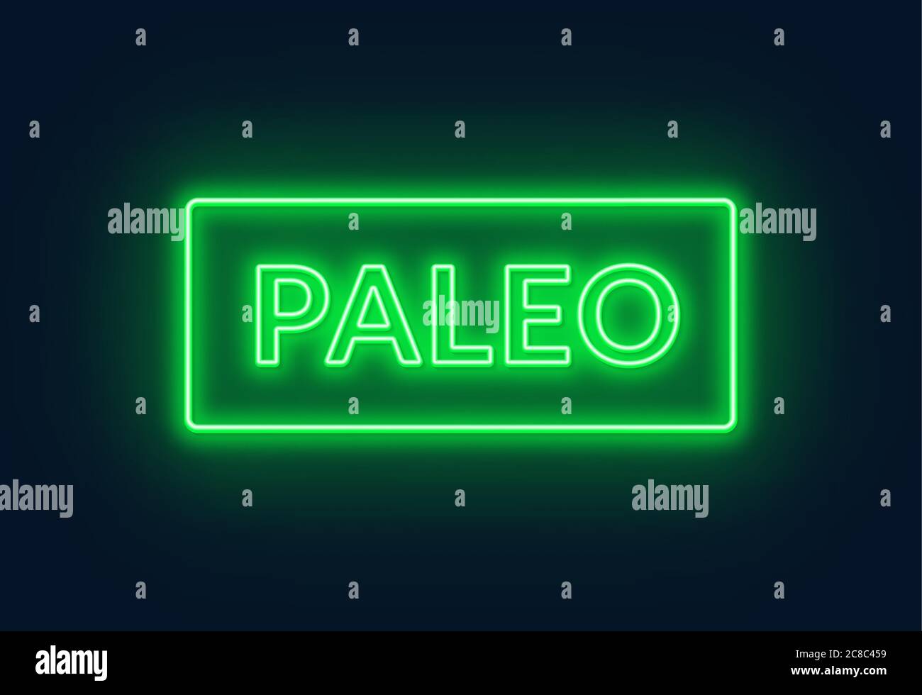 Neon paleo diet sign on black background. Neon alphabet Stock Vector ...