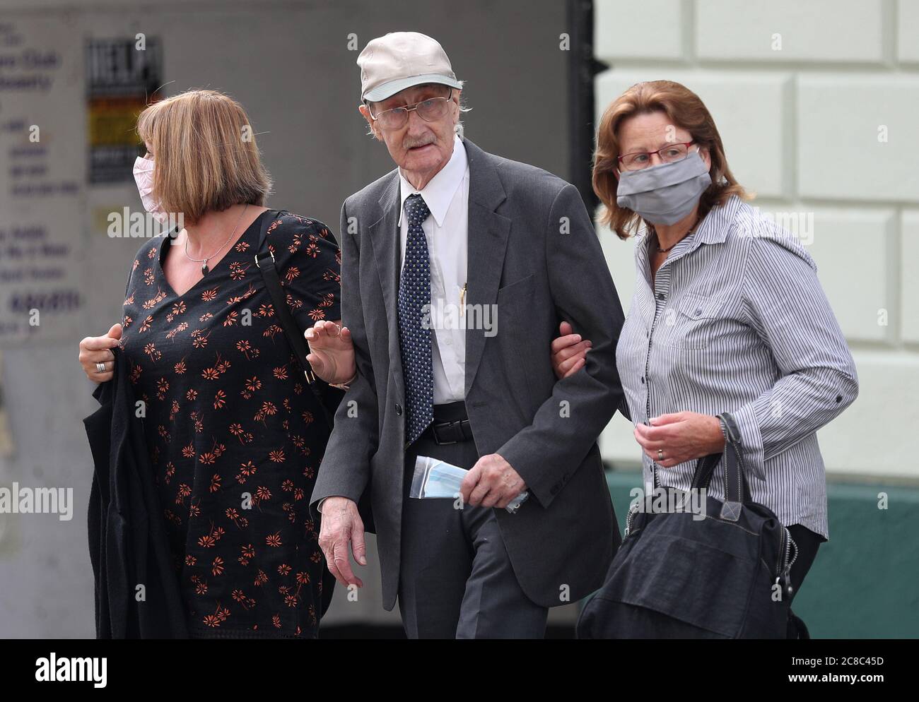 94 year old James MacKie arrives at Lewes Crown Court in East Sussex ...