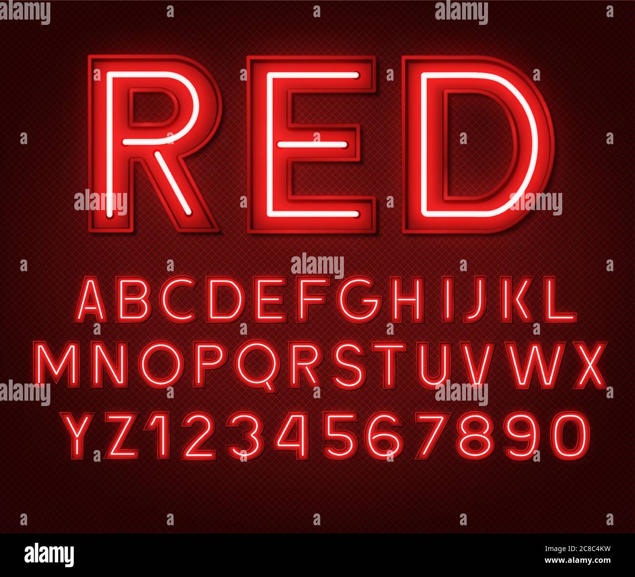 Neon glowing red 3d letters and numbers Stock Vector Image & Art - Alamy