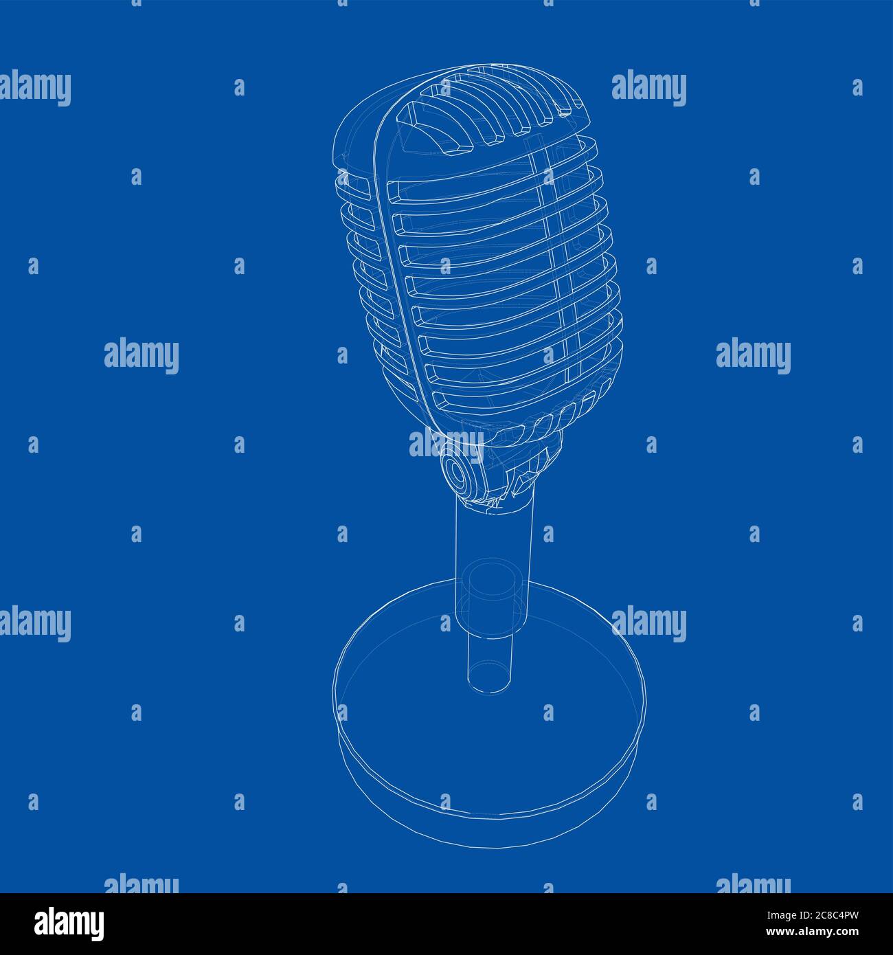 Outline vintage microphone Stock Photo - Alamy